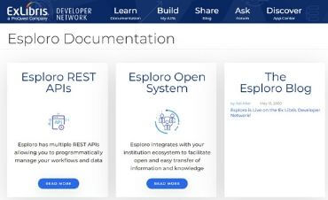Esploro is Live on the Ex Libris Developer Network! | Ex Libris