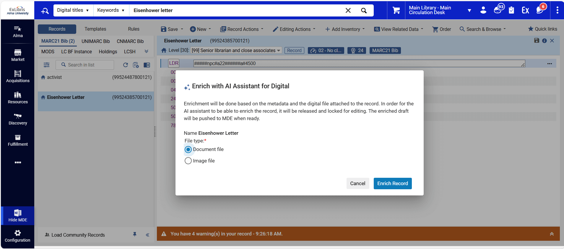 Digital collection management : Alma Specto